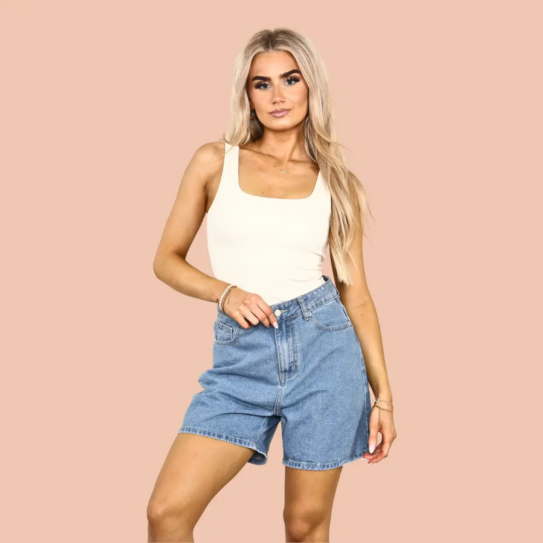 Women Premium Hot Denim Cotton Jeans Shorts Light Acid Wash shorts ...